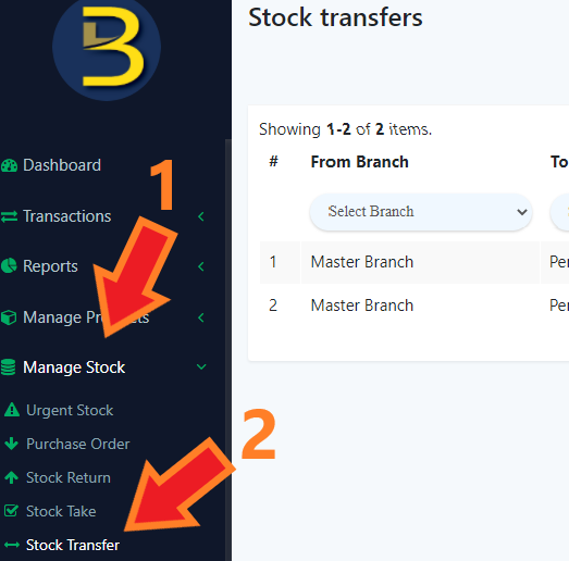 Stock Transfer – Main Page – BIGPOS Support