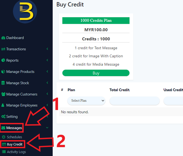 Buy Credit – Main Page – BIGPOS Support