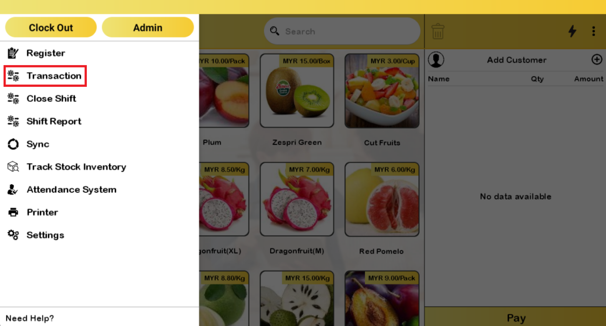 Transaction – How to check on transaction record – BIGPOS Support