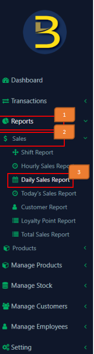 Daily Sales Report – Main Page – BIGPOS Support