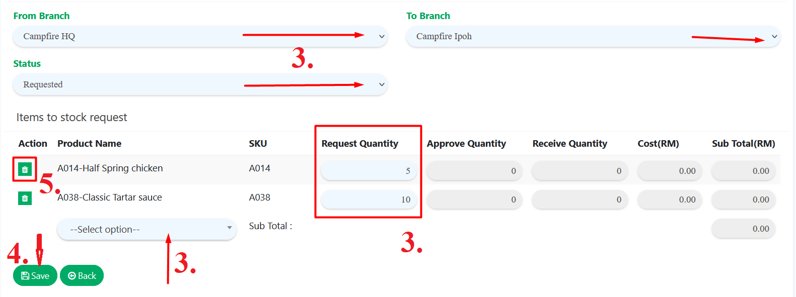 Stock Request – Create Stock Request – BIGPOS Support
