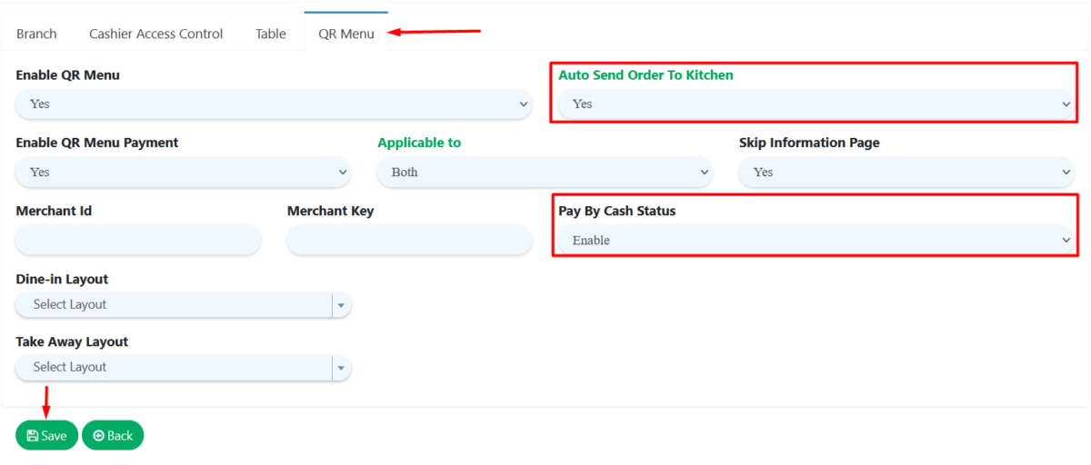 Branch – QR Menu – BIGPOS Support