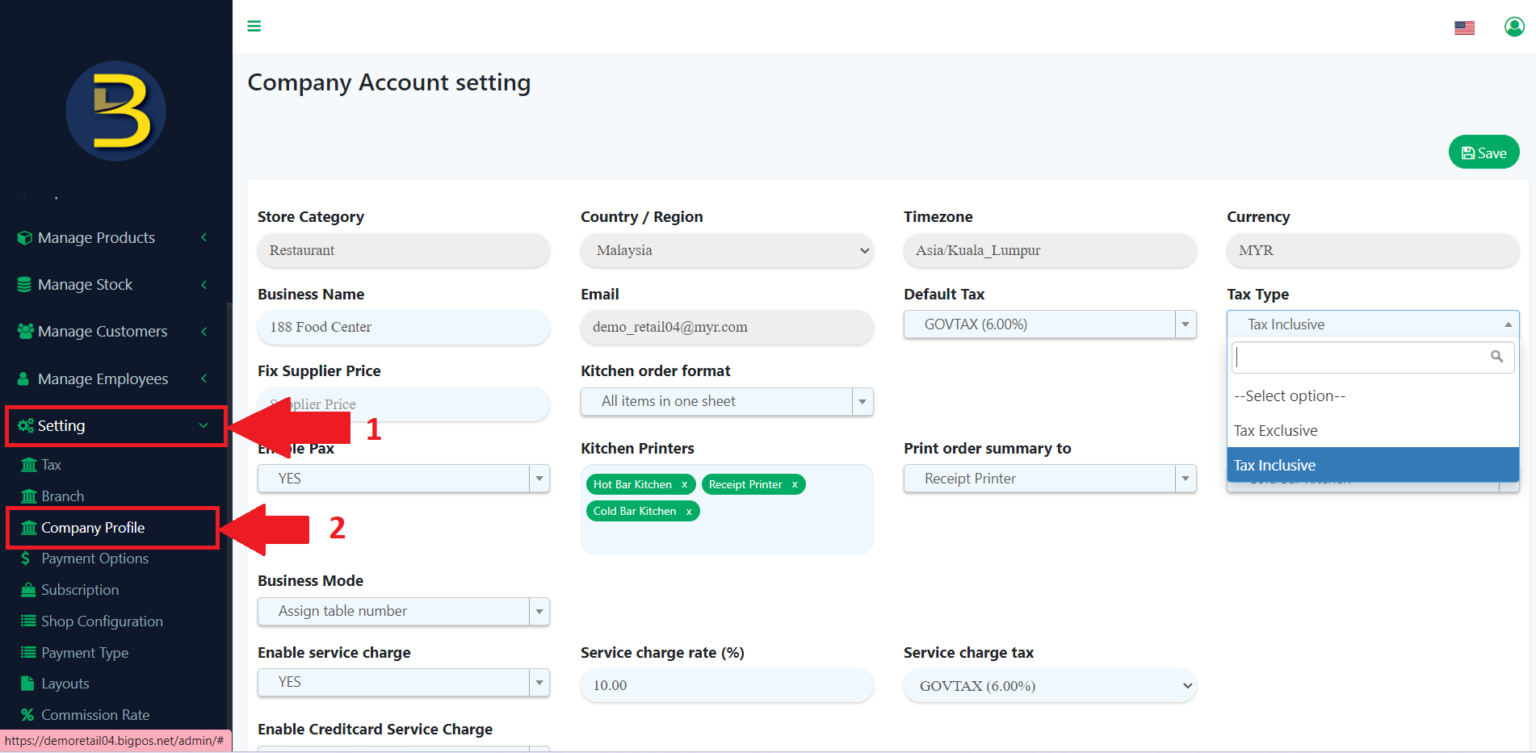 How to turn on inclusive/exclusive tax settings in web admin? – BIGPOS ...