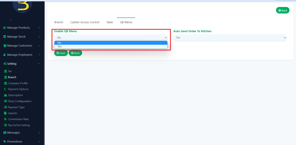 QR Menu – How to enable/disable the QR menu in web admin? – BIGPOS Support