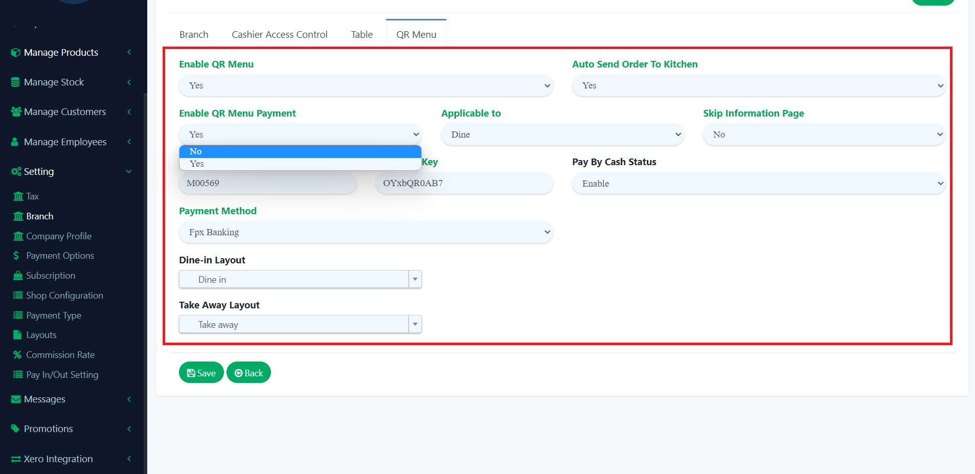 QR Menu – How to enable/disable the QR menu in web admin? – BIGPOS Support