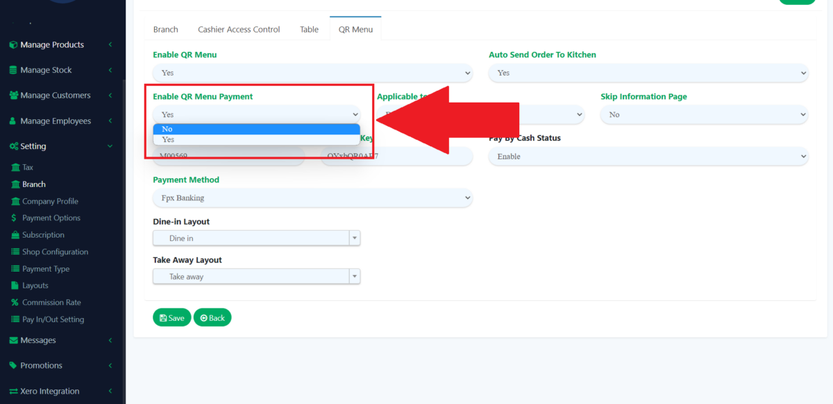QR Menu – How to enable/disable the QR menu in web admin? – BIGPOS Support