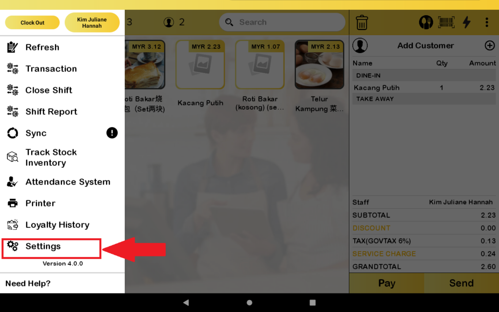 How to switch on the print extra margin for the kitchen docket function ...