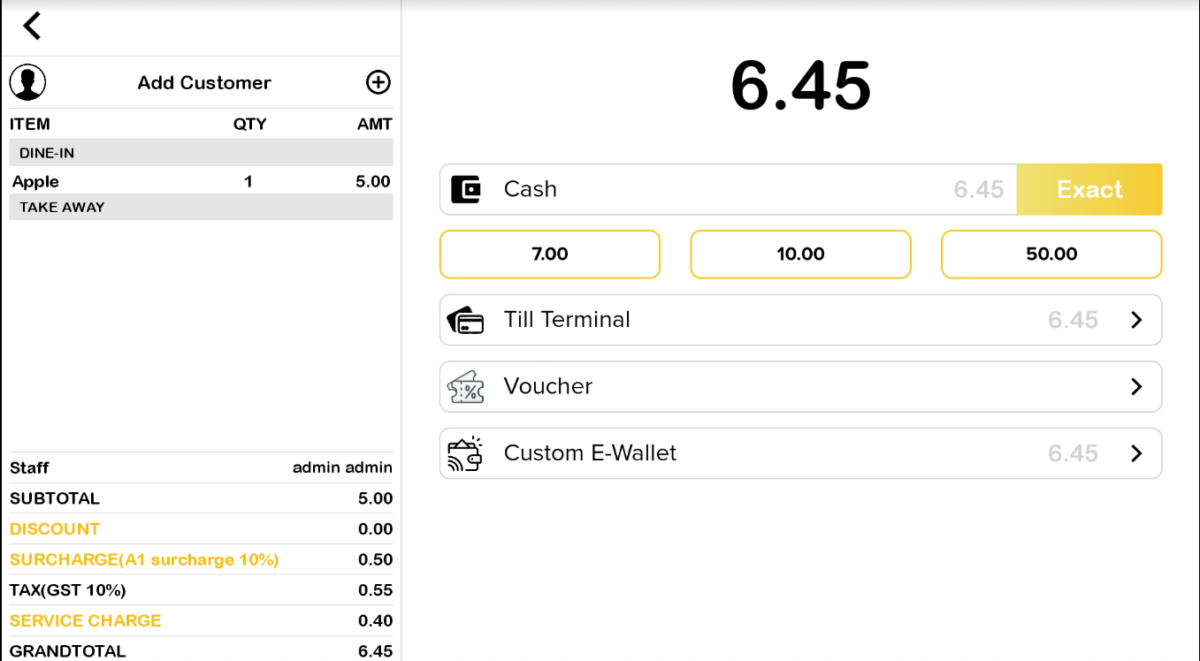 Default setting for debit/credit card with the payment terminal ...