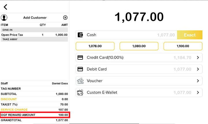 One GalleFace Reward system – BIGPOS Support