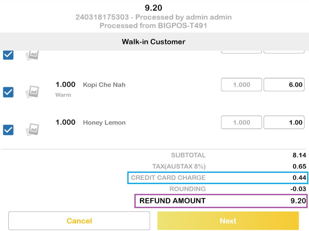 Refund Without Card Surcharge – BIG POS Support