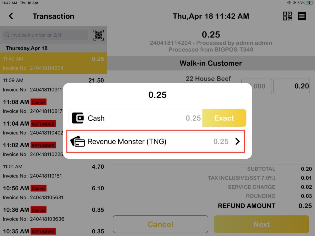 Revenue Monster e-wallet online refund – BIGPOS Support