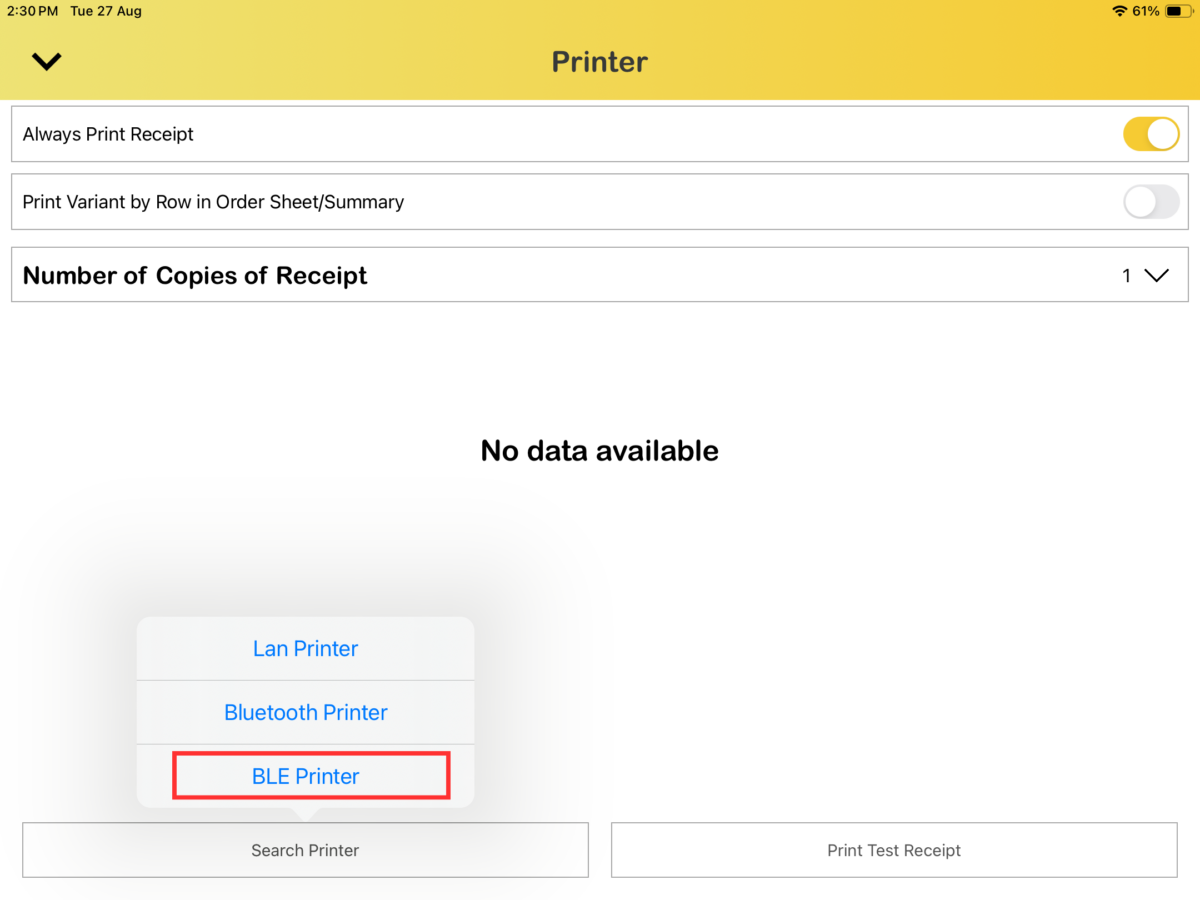 BLE Printer Connection – BIGPOS Support